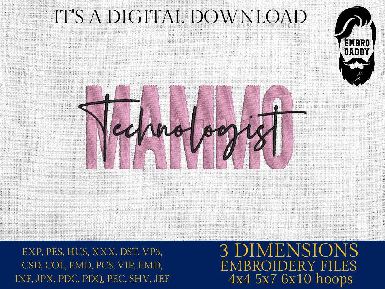 Machine Embroidery files, Mammography Tech, Mammogram, Mammo Technolog ...